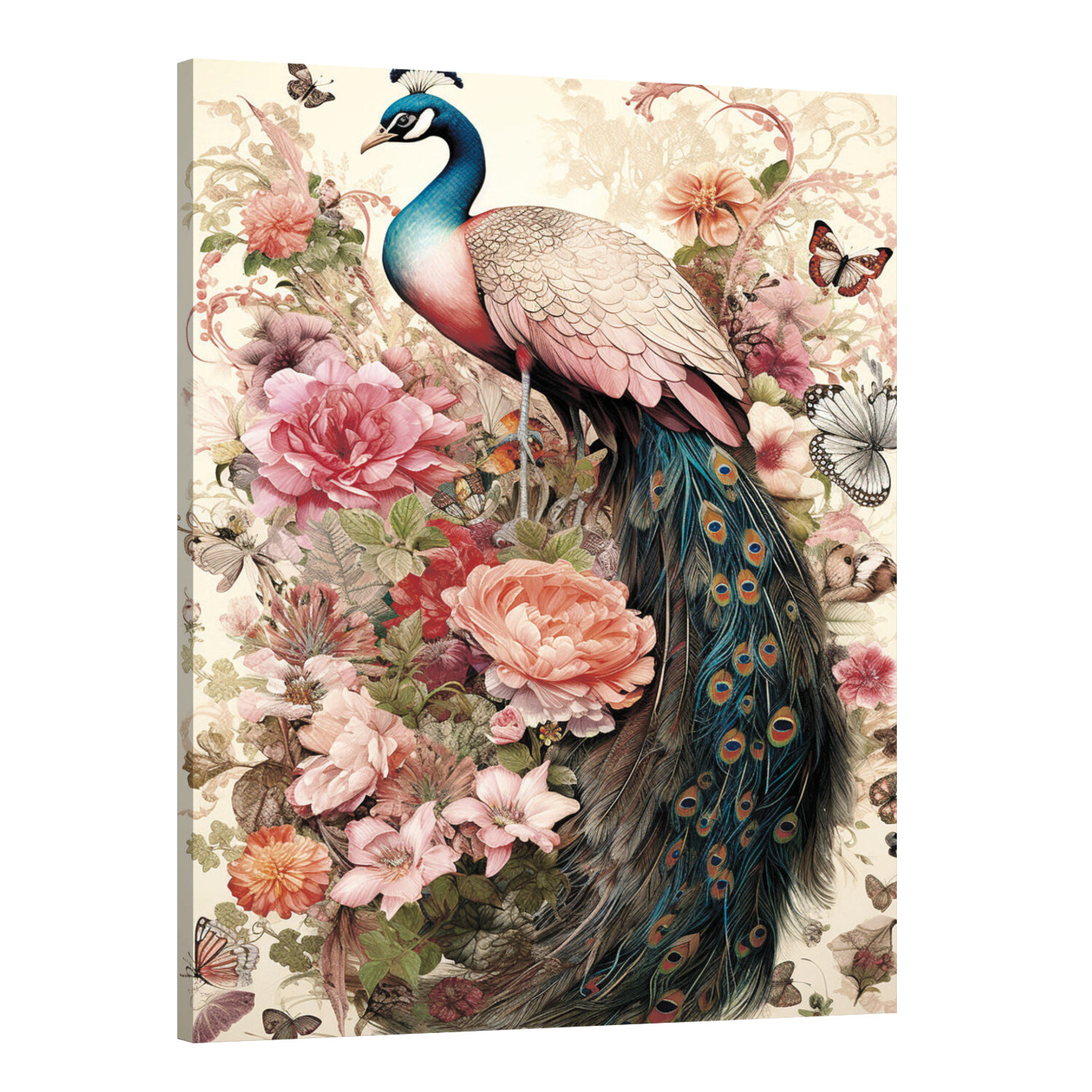 Интерьерная картина 50х70 "Королевский павлин фламинго"