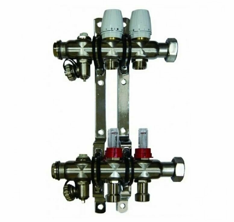 Коллекторная группа Millennium KGTP1102 1", 2 выхода 3/4" нержавеющая сталь (с расходомерами)