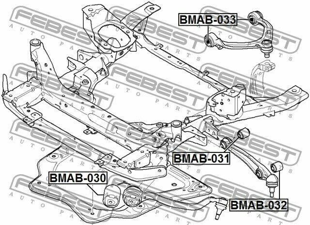 Сайленблок нижн. рычага RE (гидр) BMW X5 E70 06-13, BMAB030 FEBEST BMAB-030