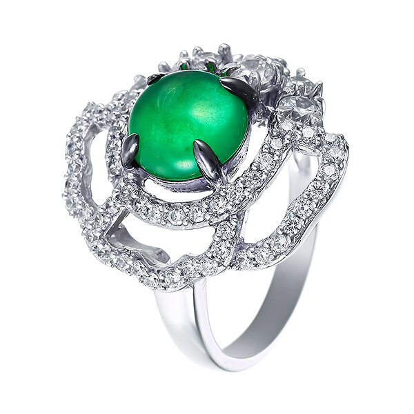 Кольцо, серебро, 925 проба, жадеит