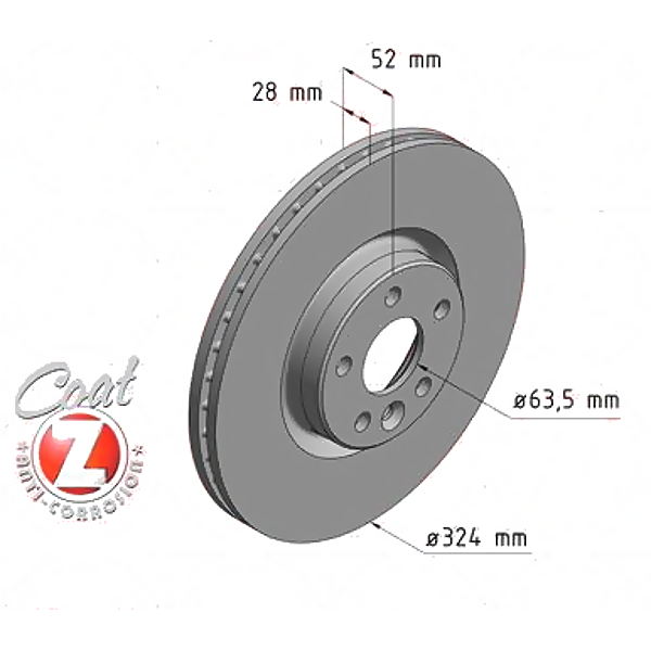 ZIMMERMANN 610.3729.20 диск торм vol xc60 08- пер вент (Комплект 2 штуки)