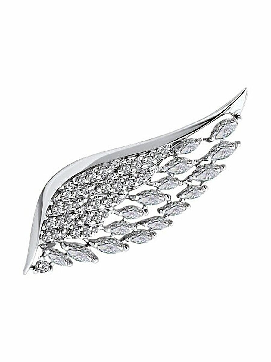 Брошь, серебро, 925 проба, родирование, фианит