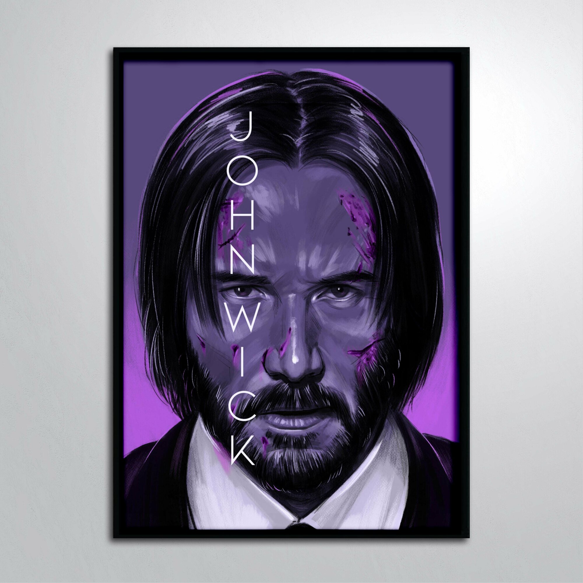 Постер без рамы/Джон Уик Киану Ривз Арт Фиолетовый John Wick