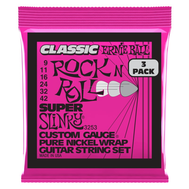 ERNIE BALL 3253 Pure Classic RnR Slinky Super 3 Pack 9-42 - Струны для электрогитары