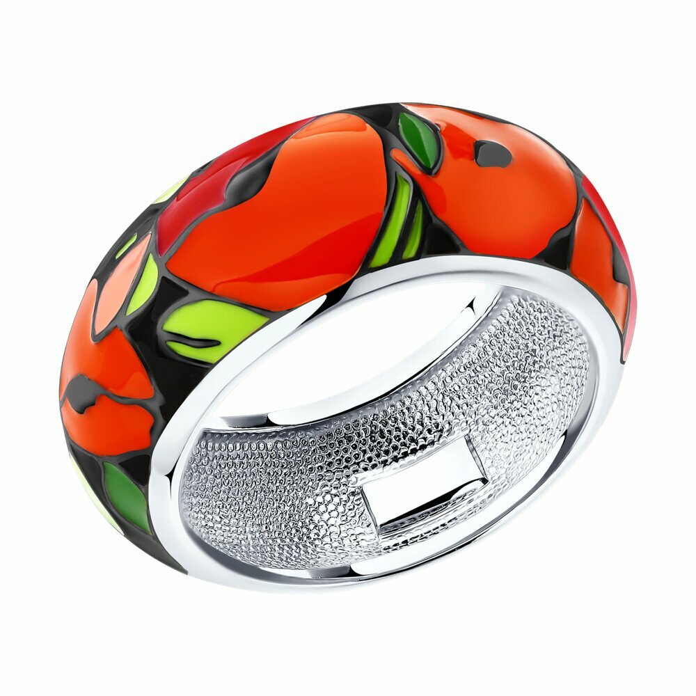 Кольцо, серебро, 925 проба, эмаль