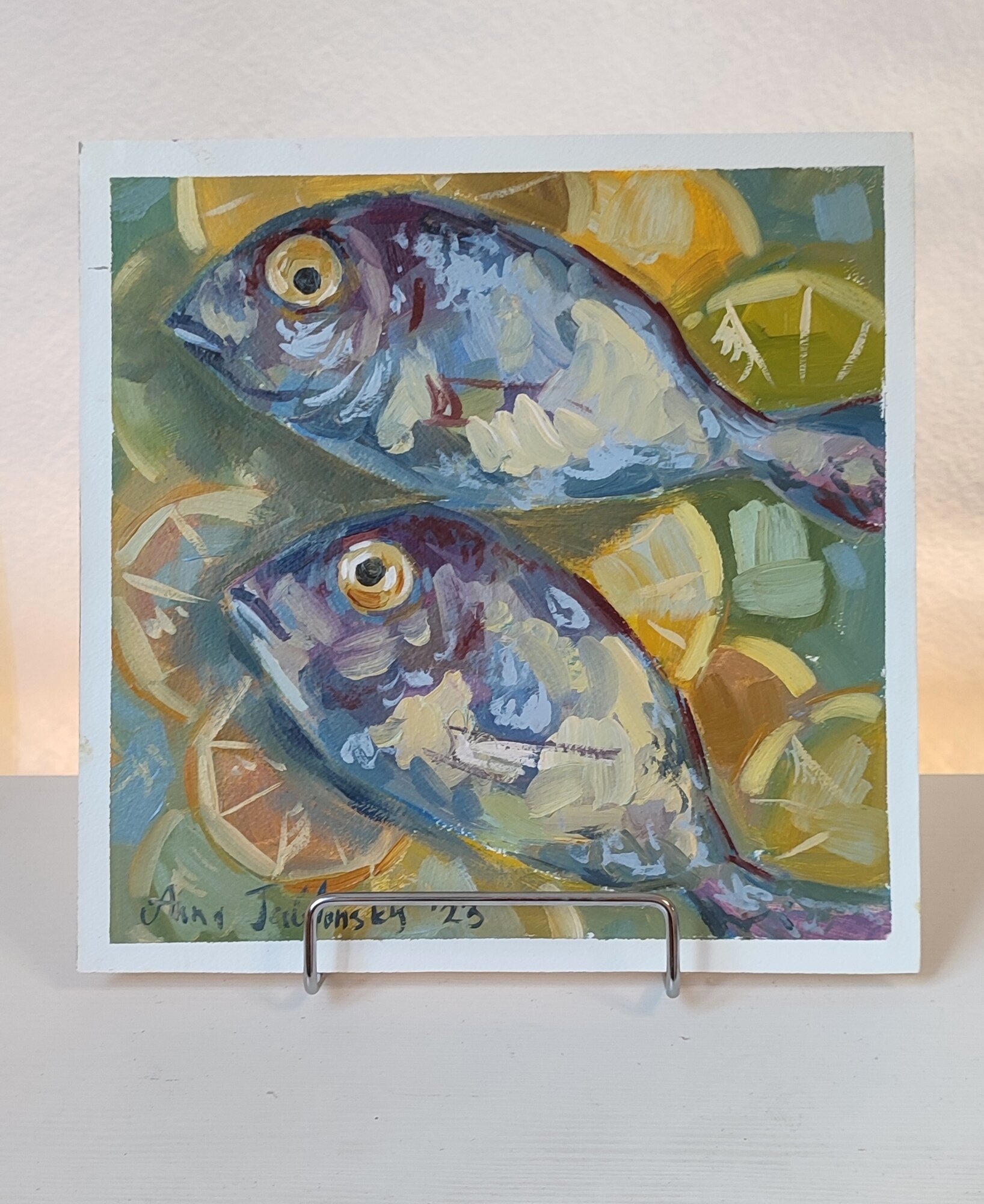 Картина Рыбы Масло 25х25 см