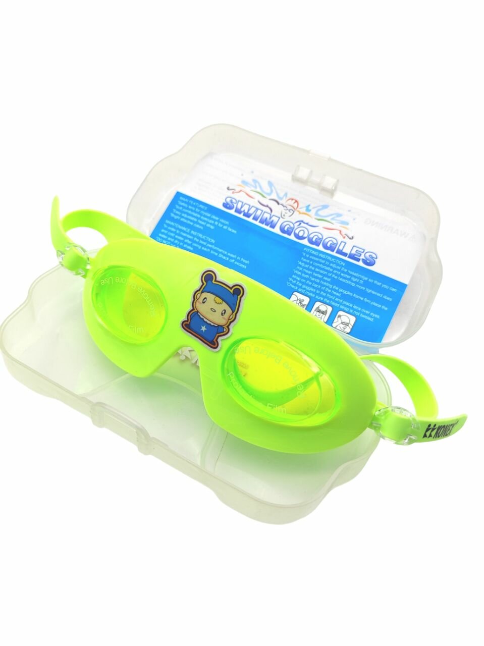 Очки в чехле WaterNewKids с берушами для плавания зеленый