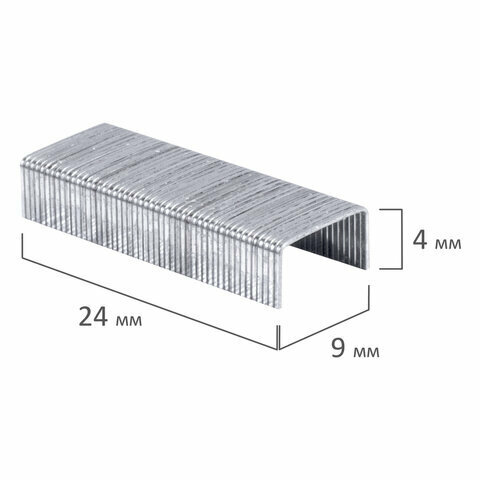 Скобы для степлера №10, 1000 штук, россия, STAFF "Basic", до 20 листов, 224797