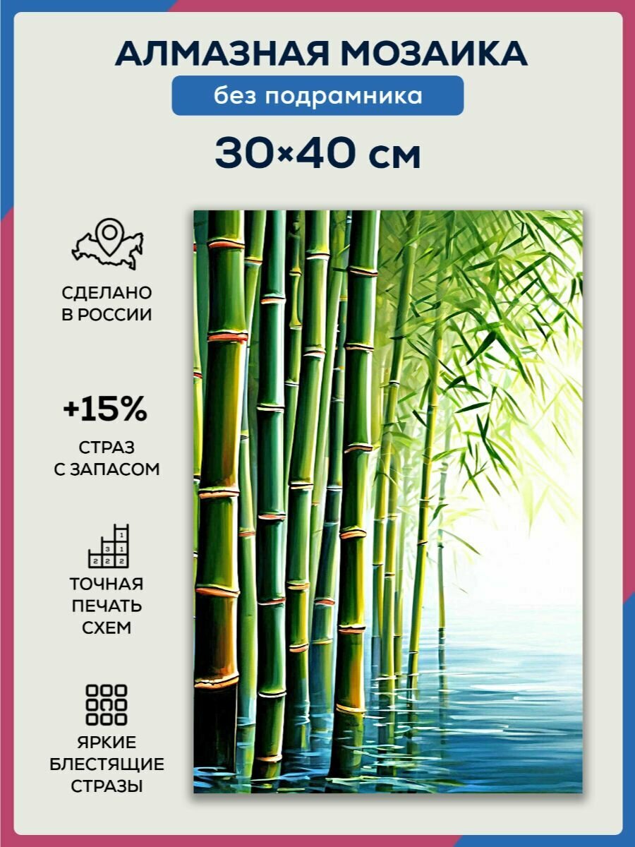 Алмазная мозаика 30x40 Азиатский бамбук без подрамника