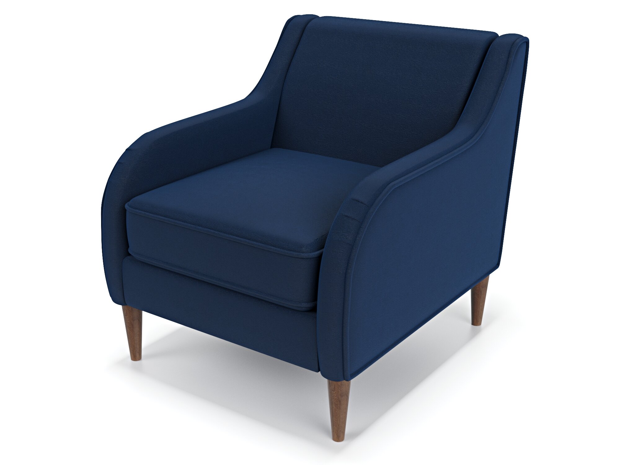 Дизайнерское мягкое кресло Soft Element Вектор Dark Blue, на деревянных ножках, велюр, темно-синий, скандинавский лофт