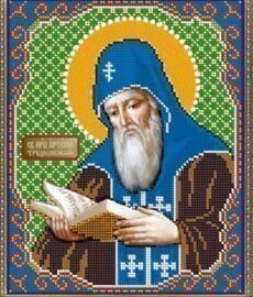 Схема для частичной вышивки бисером с нанесенным рисунком Бис 816 "Св. Арсений" (19*24см.)