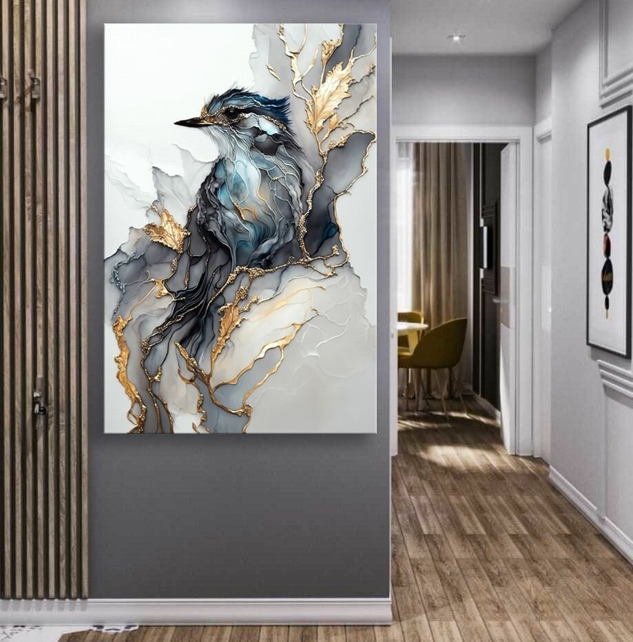 Картина для интерьера на холсте "Птица канарейка" 40х60 см