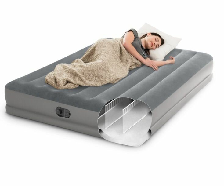 Intex 64114 Матрас надувной 152х203х30см со встроенным USB насосом, до 272кг