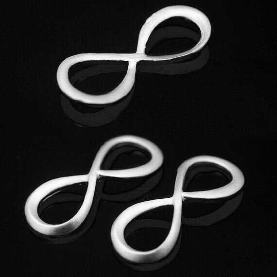 Коннектор, 21х8.5мм, Корея, Бесконечность, базовый материал - латунь, матовый родий, 1 шт.