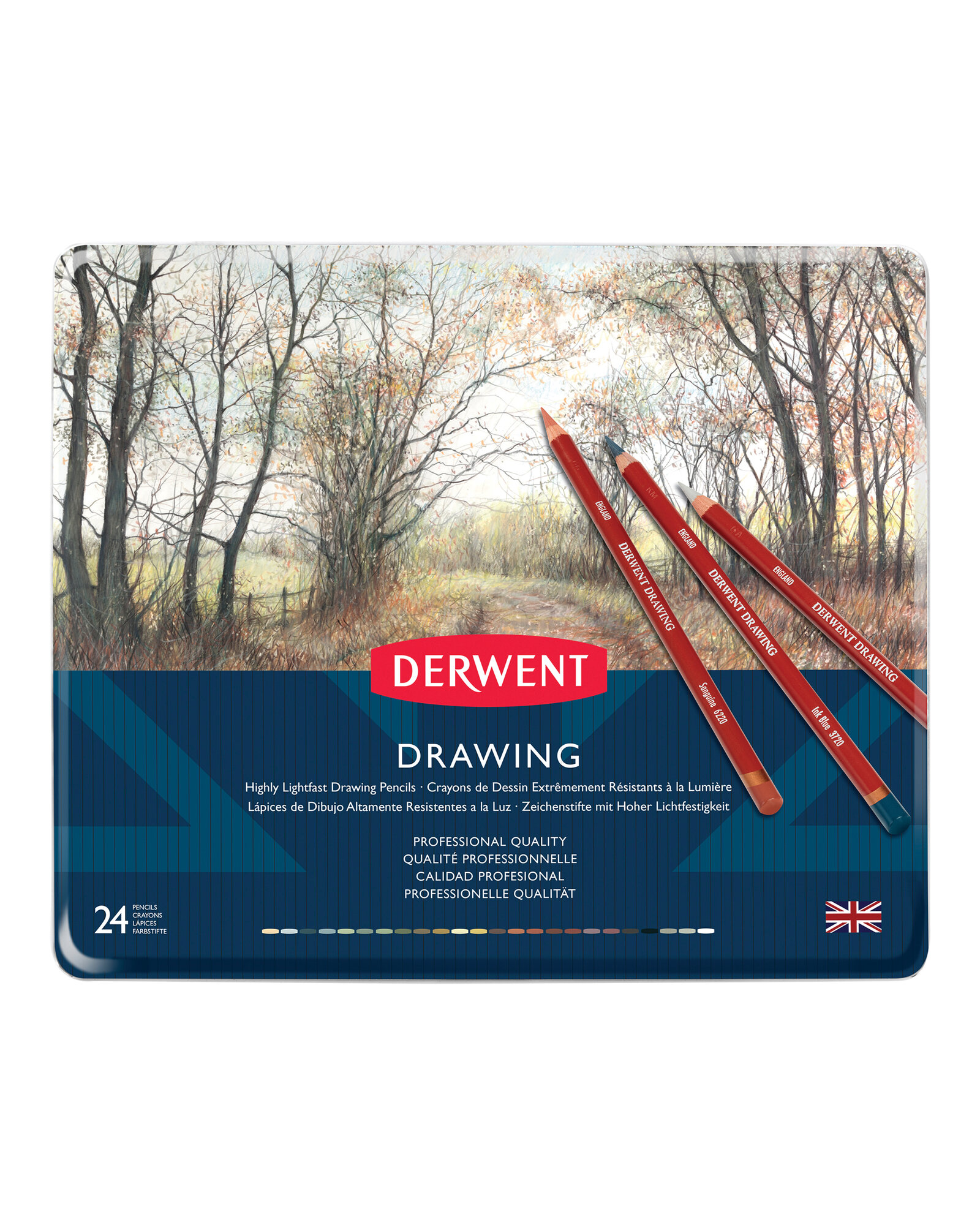 Набор цветных карандашей Drawing 24 цвета в металлическом коробе