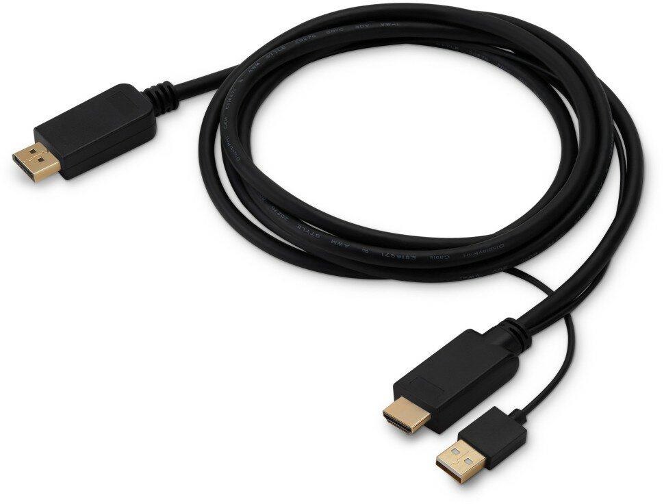 Кабель аудио-видео Buro HDMI (m)/DisplayPort (m) 2м. позолоч. конт. черный (HDMI-DP-2M)