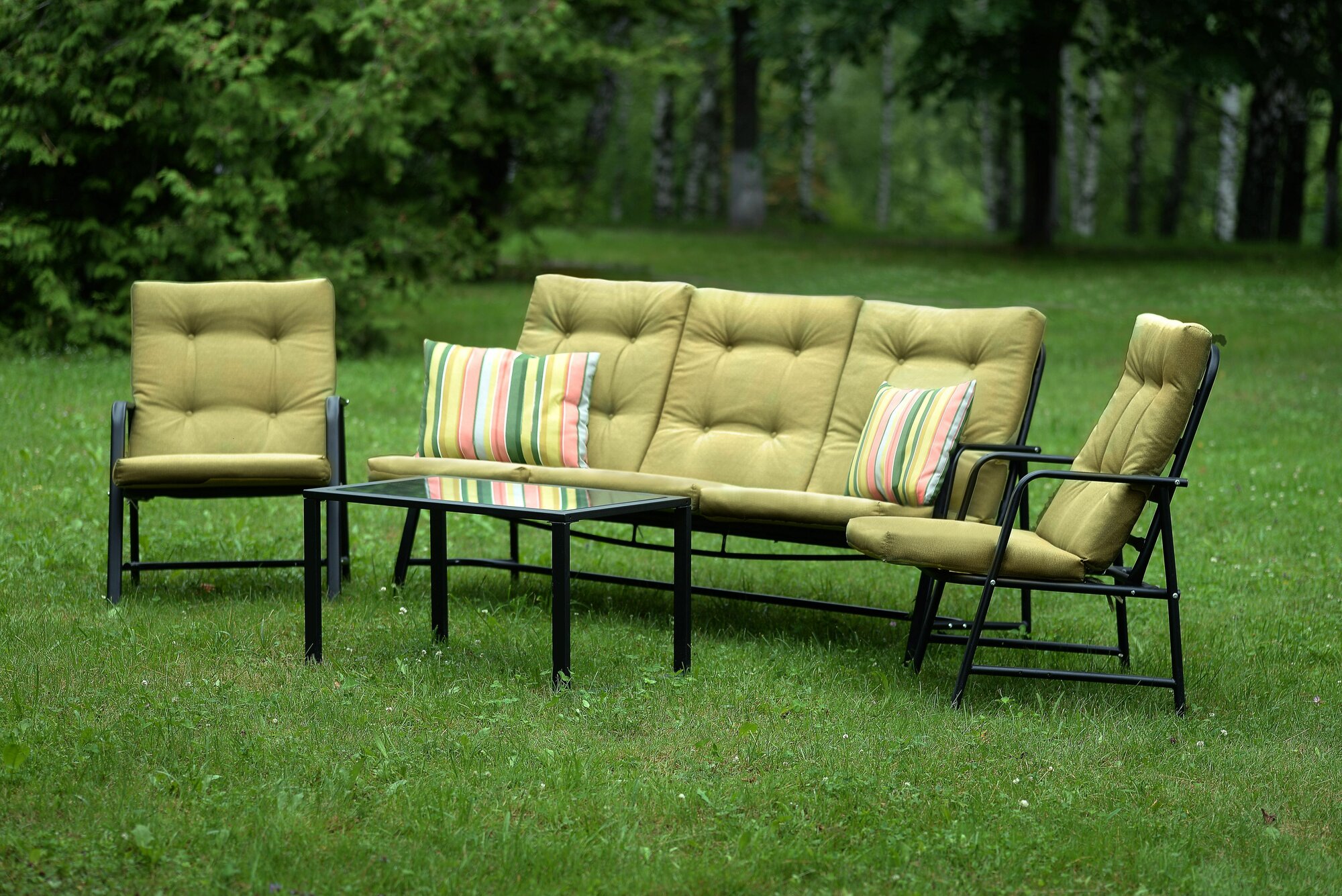 Набор террасной мебели "Глория-2" Olsa, оливковый, металл, стекло, для 5 персон