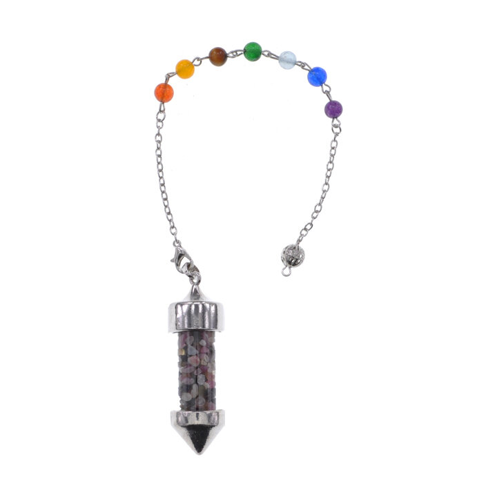 Маятник для биолокации 7 Чакр, натуральный камень Турмалин, размеры маятника: 5,5х1,5см, длина цепочки: 19,5см. Foresta di Odori