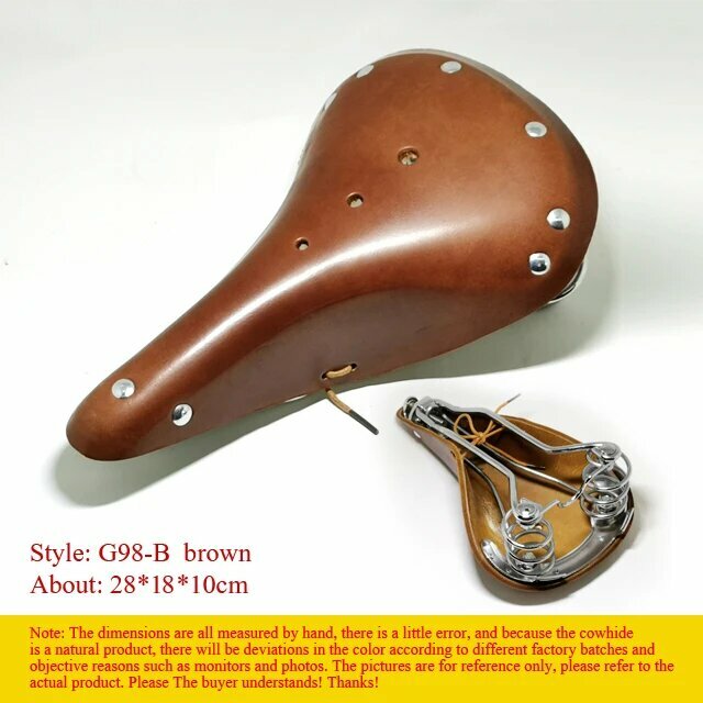 G98 Ретро Винтаж Велосипедное седло из чистой воловьей кожи Спортивное велосипедное сиденье ручной работы Доступны различные стили Коричневый, G98-B Brown