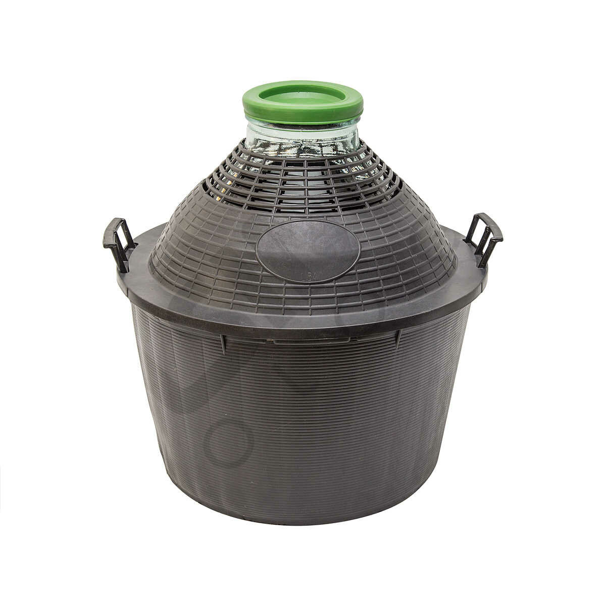 Бутыль стеклянная 34 л, банка с широким горлом в корзине, для хранения или транспортировки вина