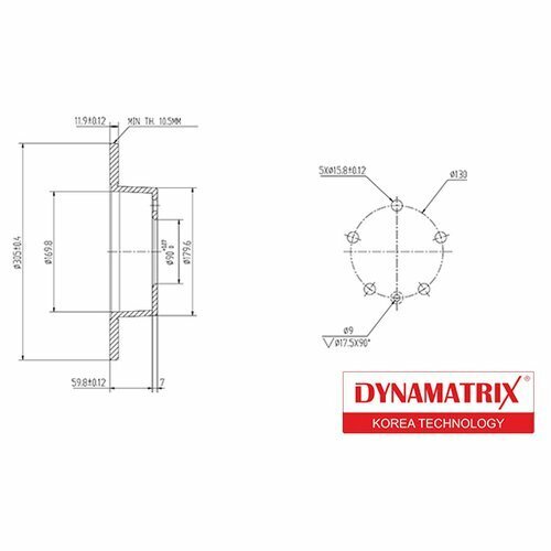 Тормозной диск задний (комплект 2 шт.) Dynamatrix-Korea DBD1272 для Nissan INTERSTAR X70, INTERSTAR C ; Opel MOVANO; Renault MASTER II