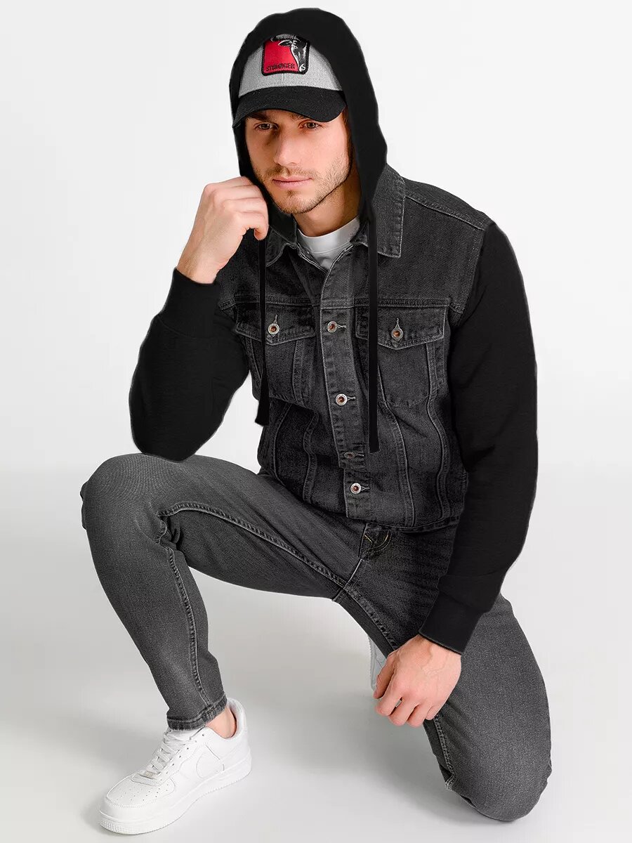 Куртка джинсовая MkJeans, размер XL, серый, черный — фото 1