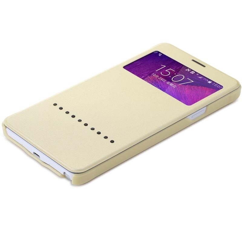 Чехол книжка с окошком Rock Rapid Series для Samsung Galaxy Note 4, золотистый