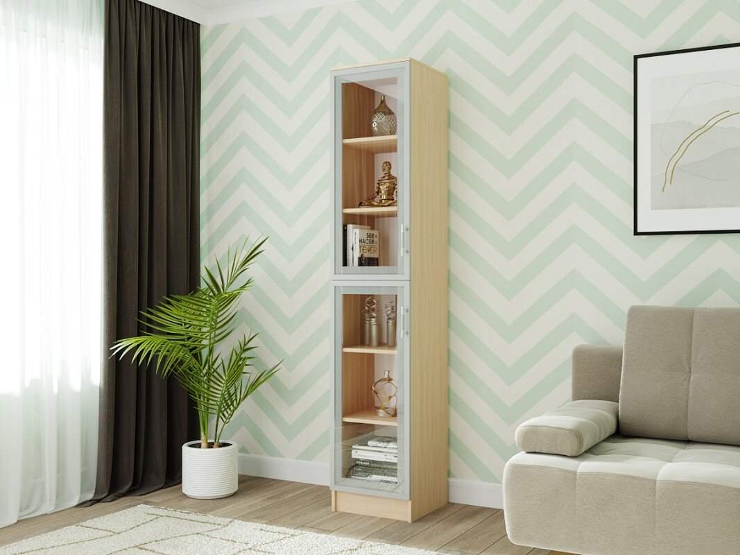 Книжный шкаф МебельЛэнд24 Альма - 2 Дуб Молочный 30x30x220 бежевый