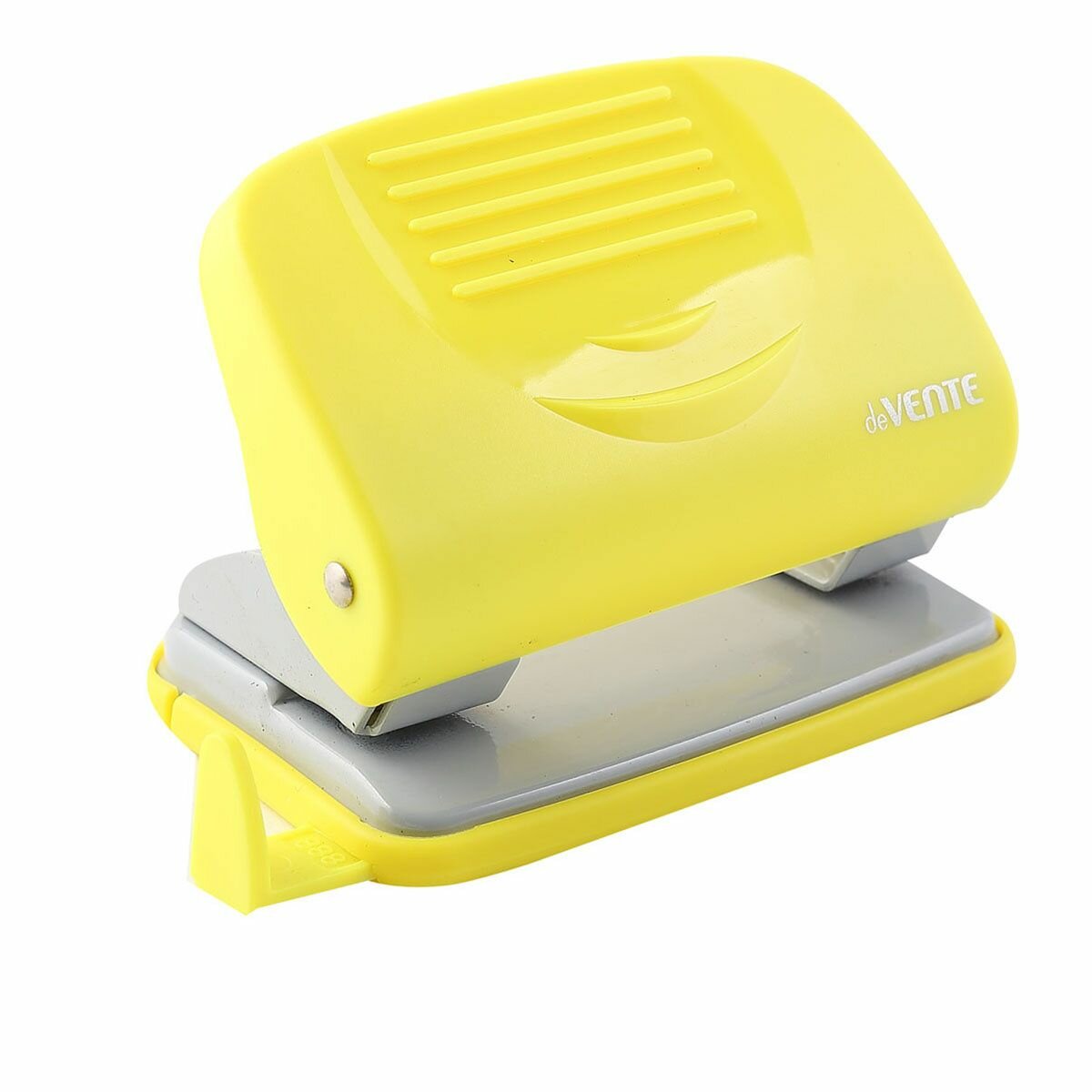 Дырокол на 20 листов, deVENTE Neon с линейкой, неоновый жёлтый