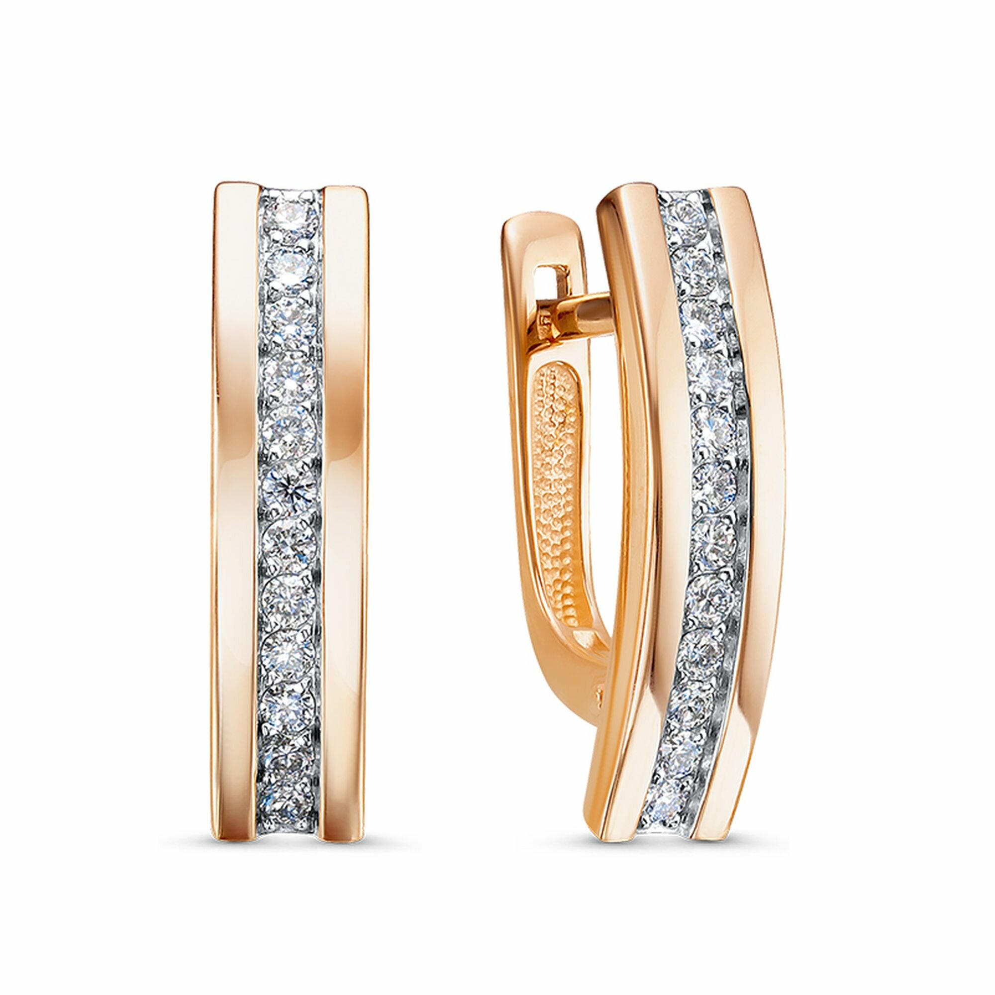 Серьги, красное золото, 585 проба, бриллиант