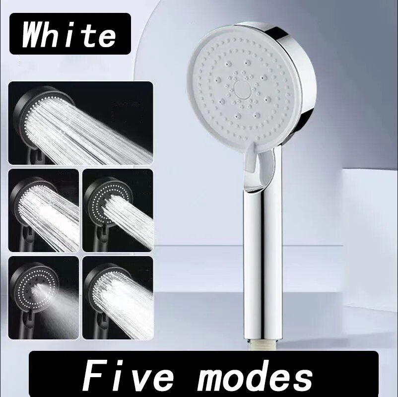 Насадка для душа высокого давления, регулируемая, 5 режимов, насадка для душа, экономия воды, насадка-распылитель с одной кнопкой, аксессуары для ванной комнаты