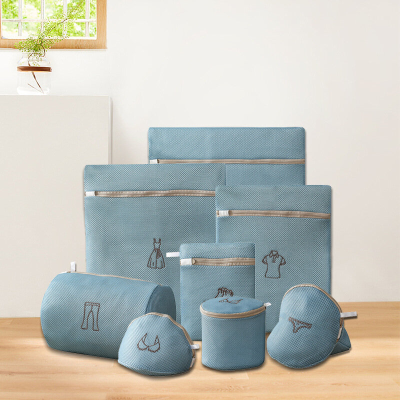 Голубой стиральный мешок для бюстгальтеров, стирка в стиральной машине, уход за деликатными тканями