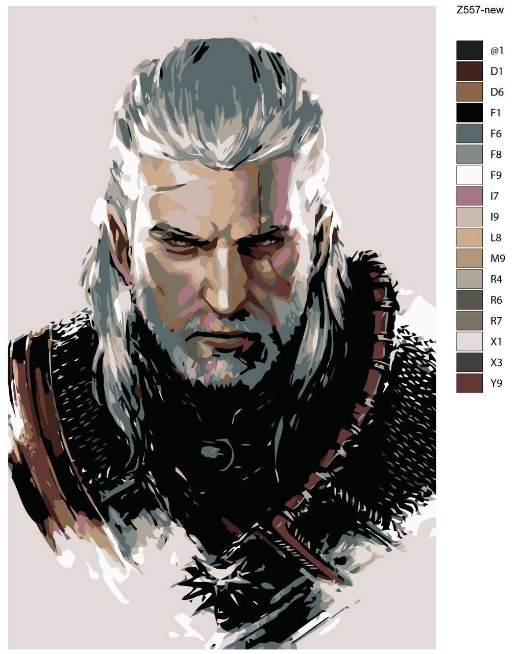 Картина по номерам Z-557 "Ведьмак Геральт из Ривии. Игра - Ведьмак III Дикая оxота." 70x110