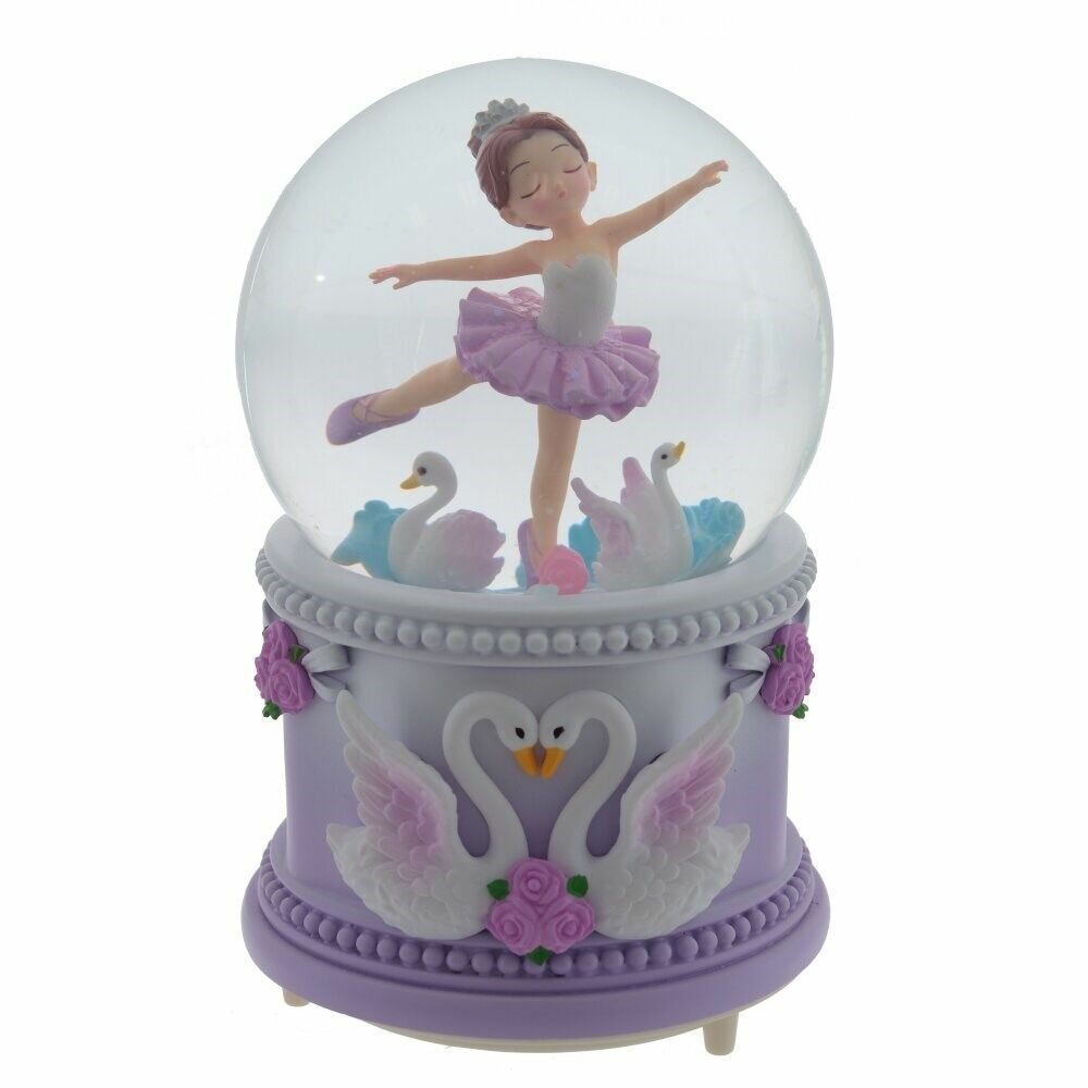 Фигурка "Балерина" в стеклянном шаре с музыкой, подсветкой, эффектом вьюги, D10, 10х10х16 см