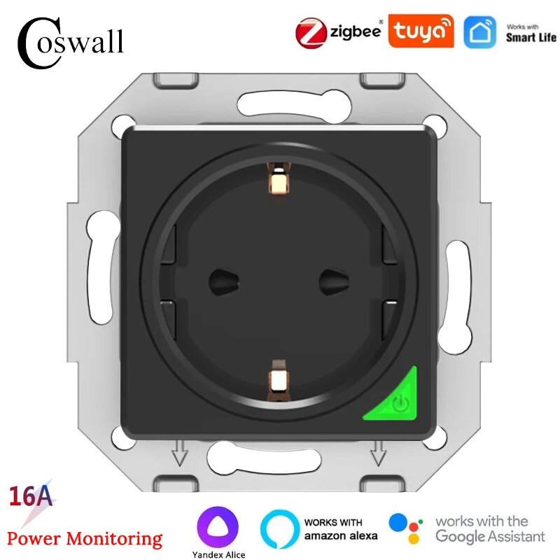 COSWALL умная розетка Zigbee Tuya EU черная