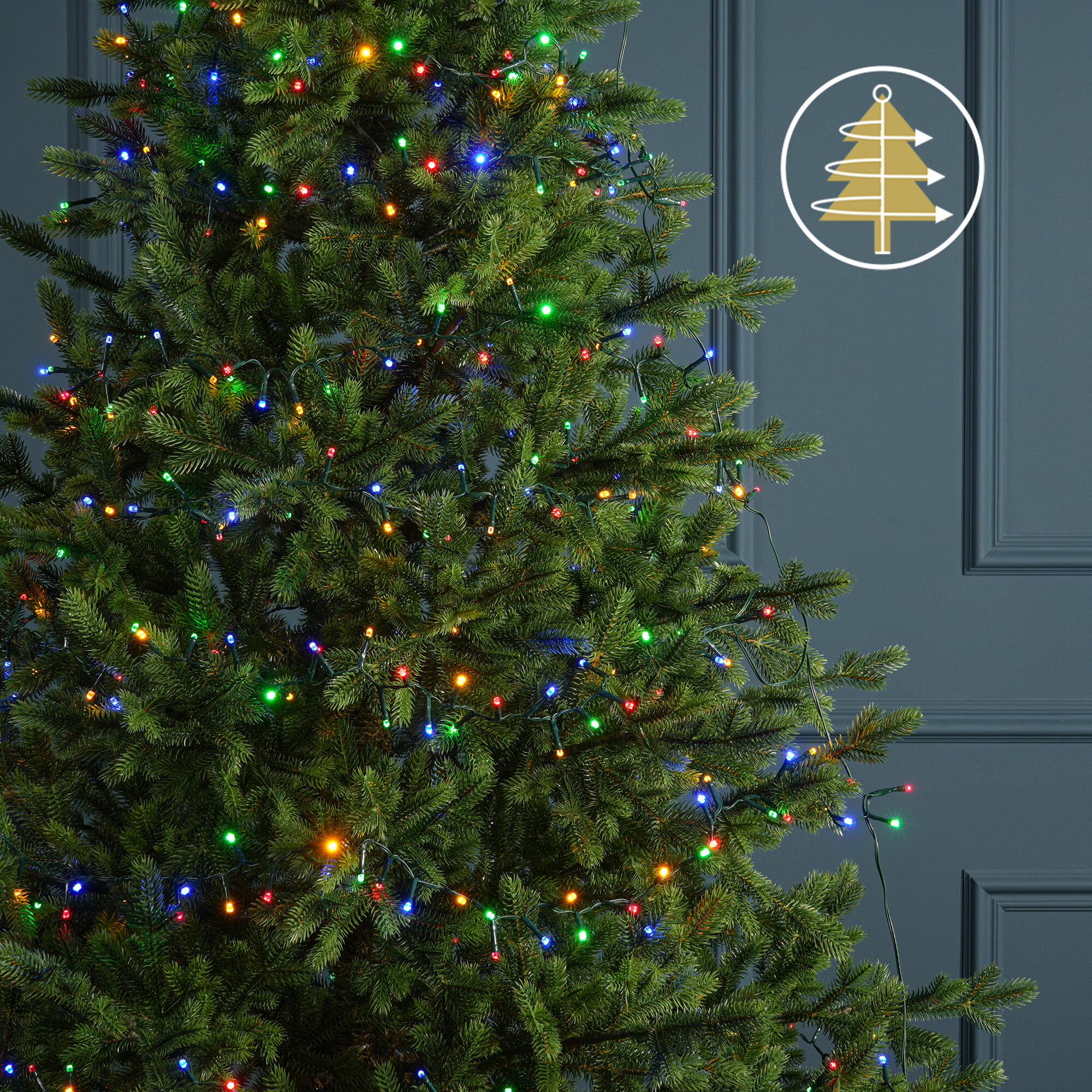 Ярусная гирлянда на елку 240 см Easy Light, 880 разноцветных LED, зеленый ПВХ, контроллер, IP44, Winter Deco, EO-0880F-IC-GM