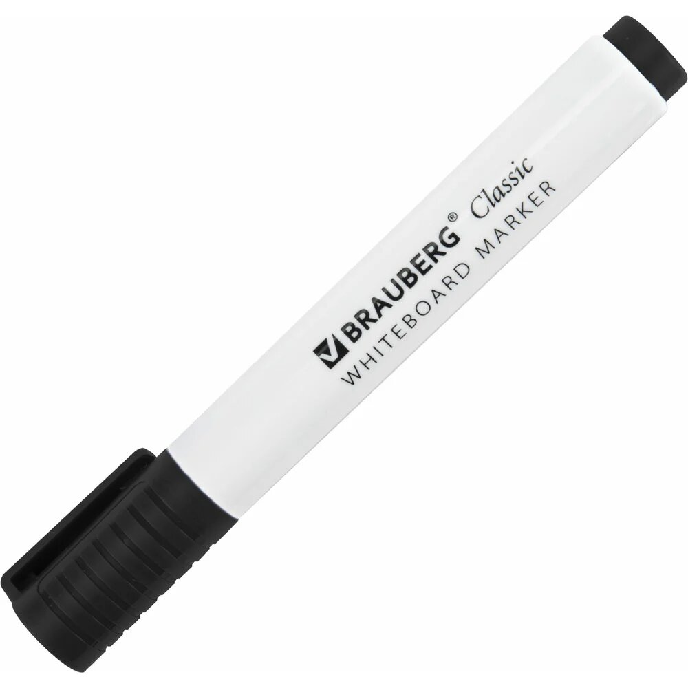 Маркер для белой доски BRAUBERG Classic стираемый, черный, 3 мм, с клипом 152113