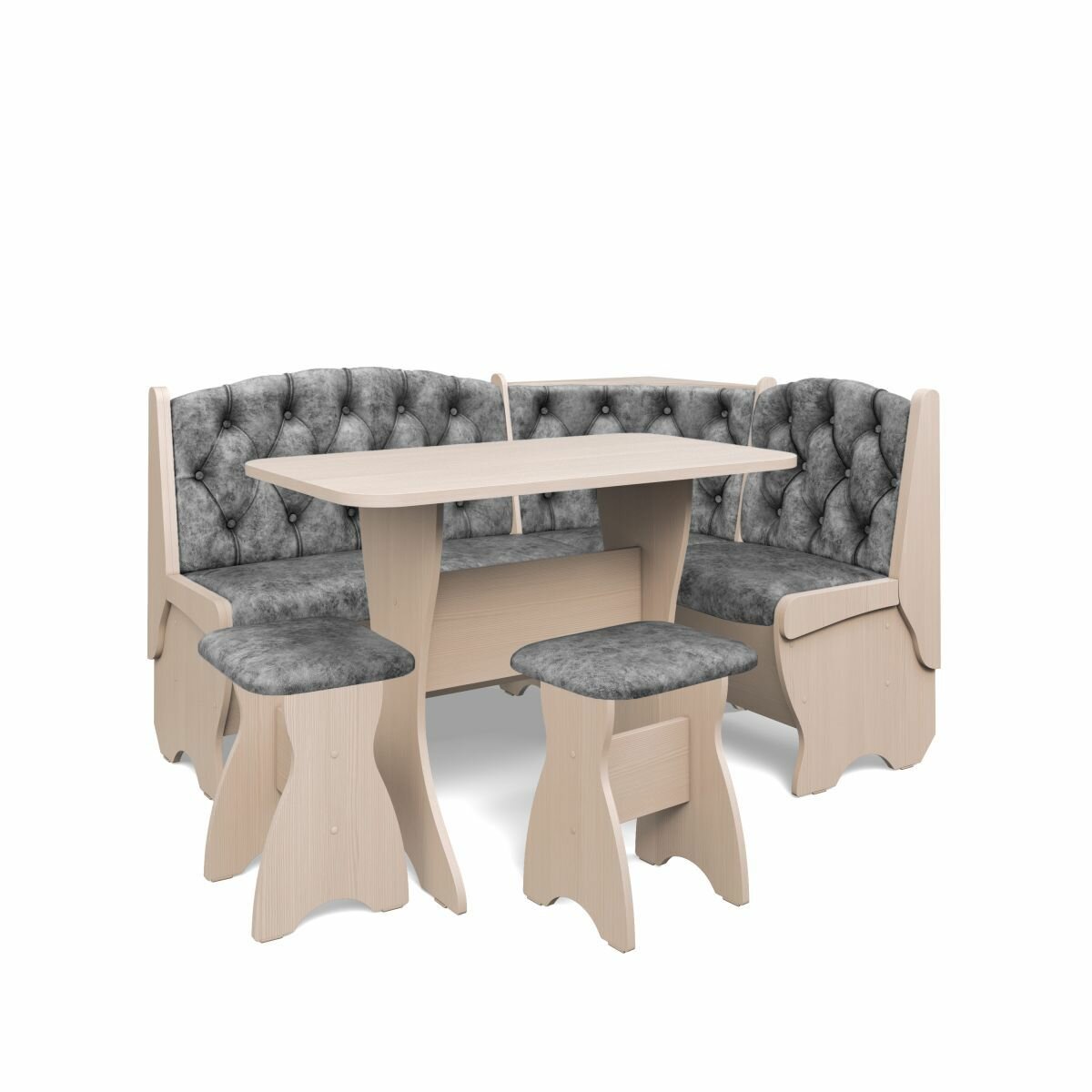 Кухонный уголок Оливия Люкс Бодего Светлый/Велюр Графит/Бодего Светлый