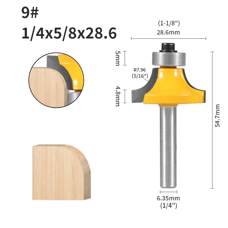 Фреза угловая круглая YUSUN 6 мм 6,35 мм 6.35x15.9x28.6