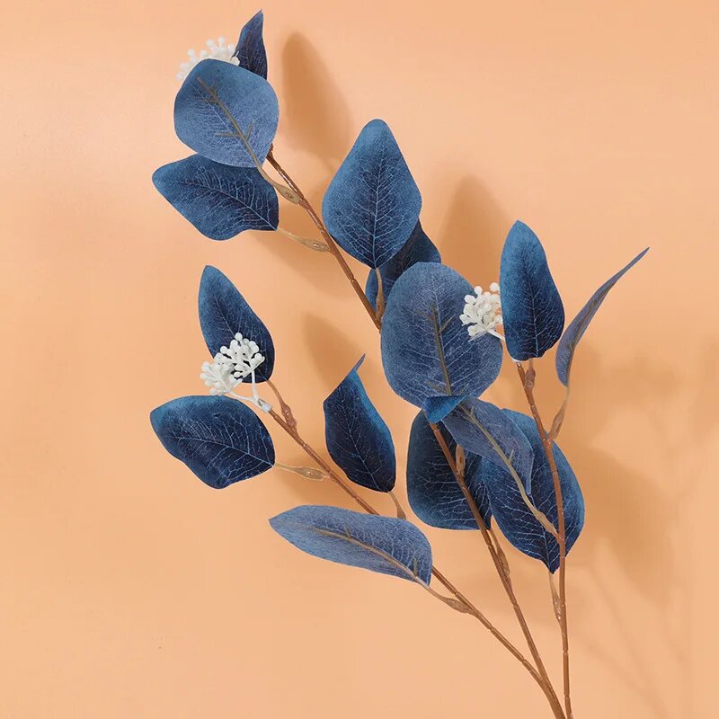 Листья Шелкового эвкалипта, ветки, фрукты, искусственное растение, Темно-синий, Royal Blue