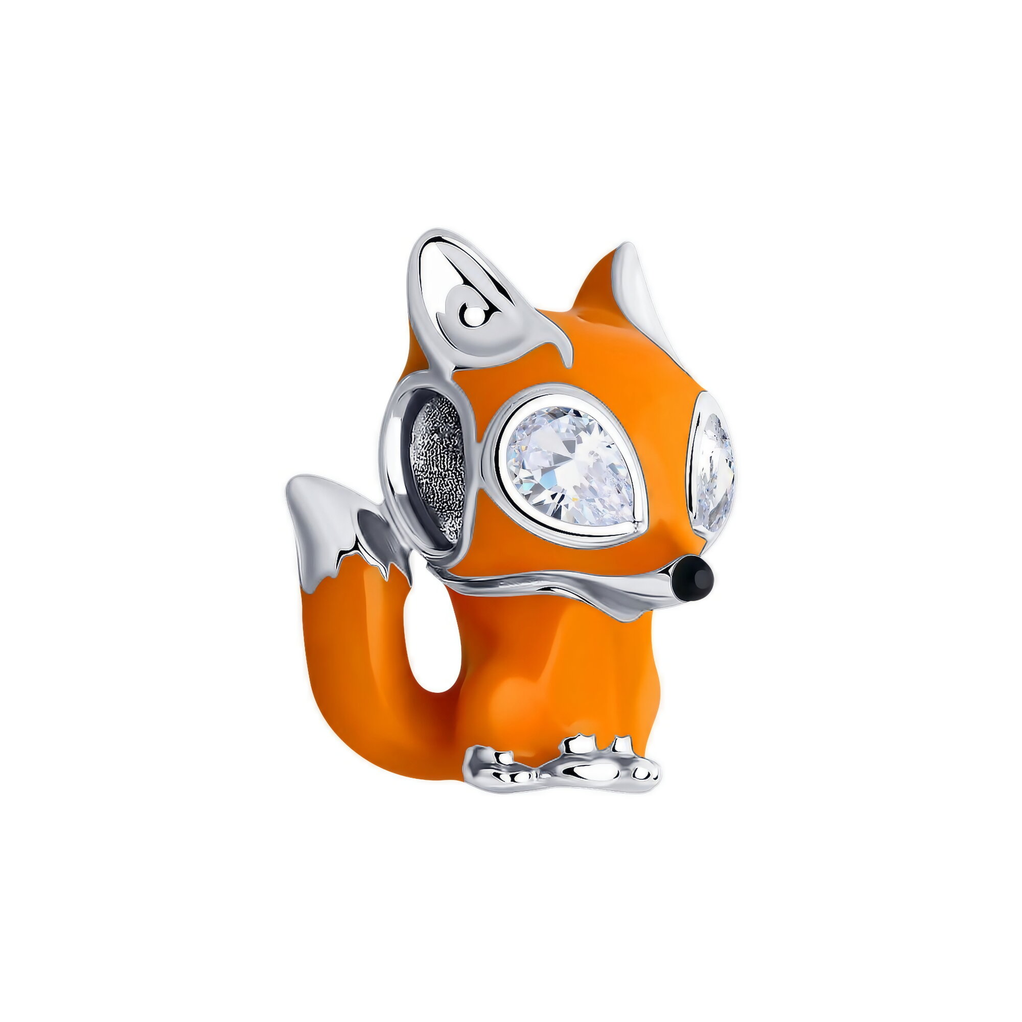 Шарм, серебро, 925 проба, родирование, фианит, эмаль