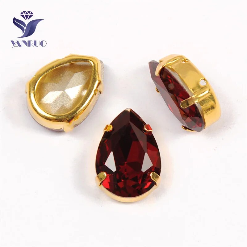 YANRUO стразы каплевидные Siam 13x18mm, 8шт