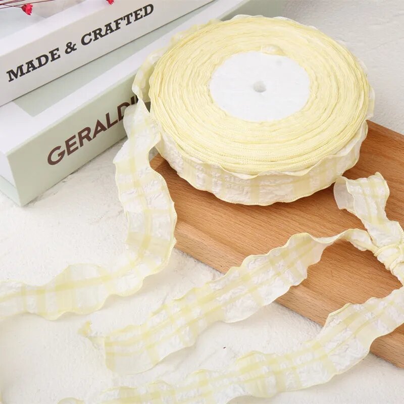 Хлопковая ткань в клетку с волнистыми краями, кружевной штрих-код, головной убор «сделай сам», Подарочная коробка, рамка для одежды, бант, материал для производства, товары для домашних животных, лента