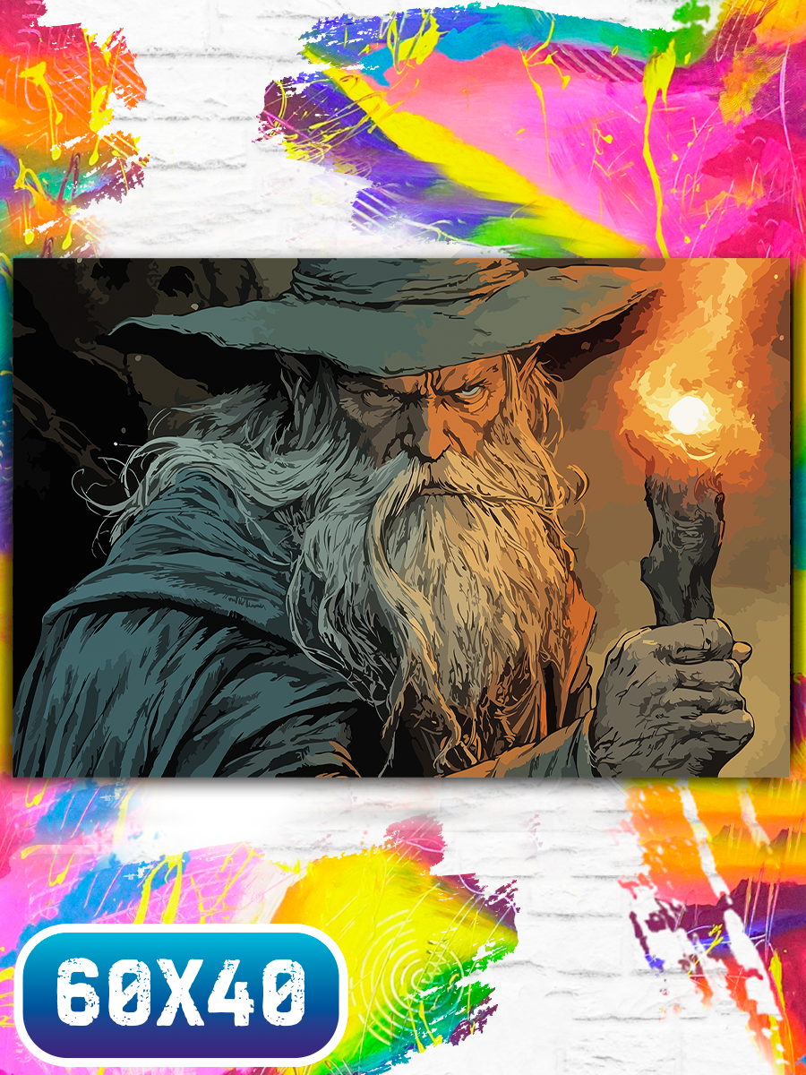 Картина по номерам на холсте литературное произведение Властелин Колец (LOTR, Гендальф, Маг) - 15303 60x40 Г