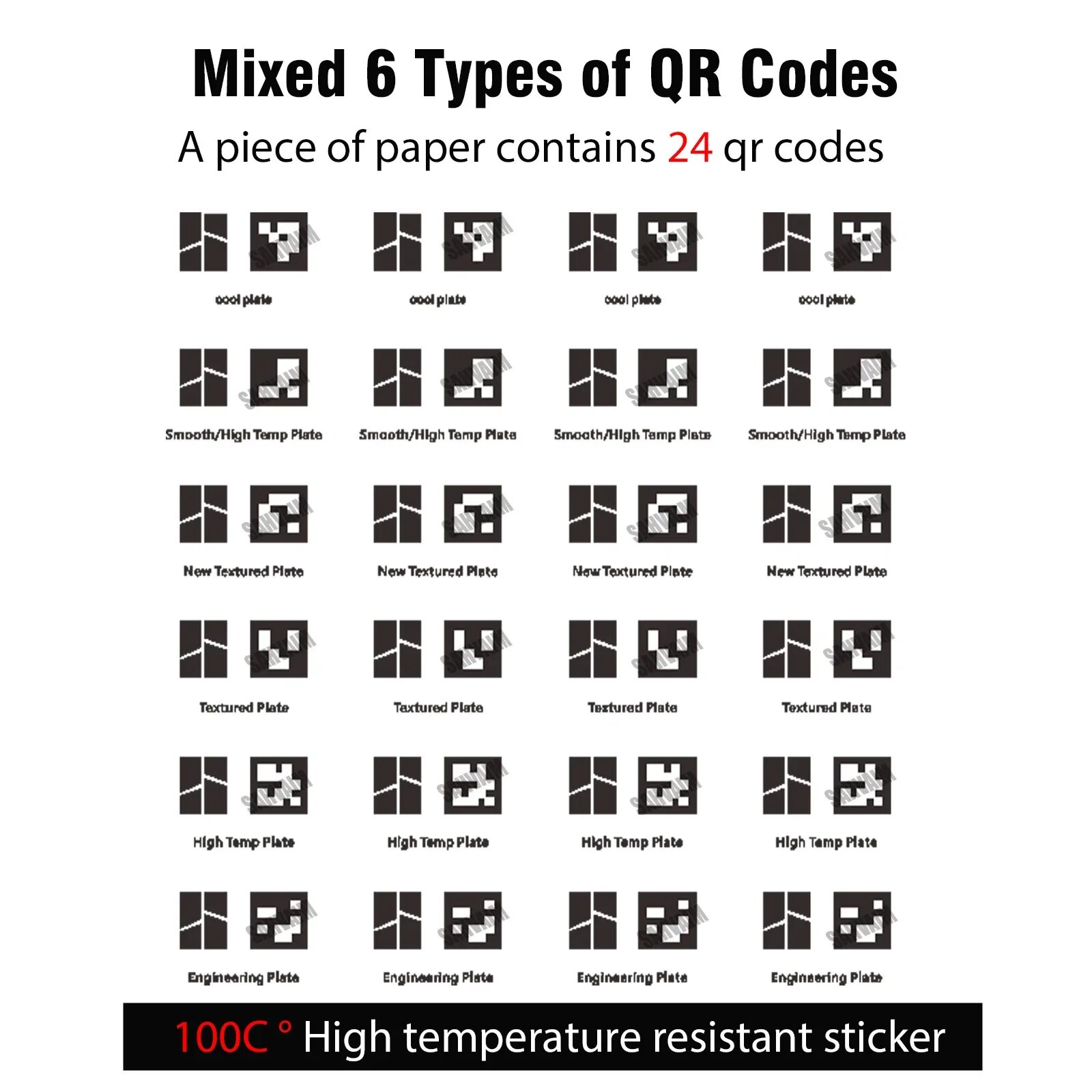 Карбоновая наклейка с QR-кодом для Bambulab X1 10pcs, MIX Plate QR