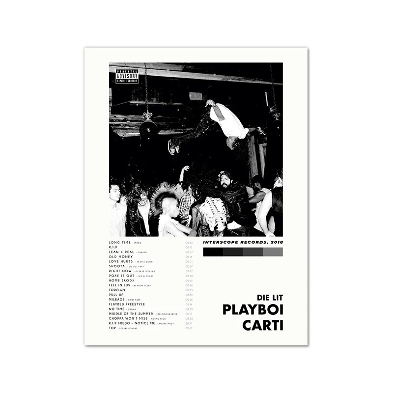 Playboi Carti Die Lit Постер на холсте 30x40 см, PB10425