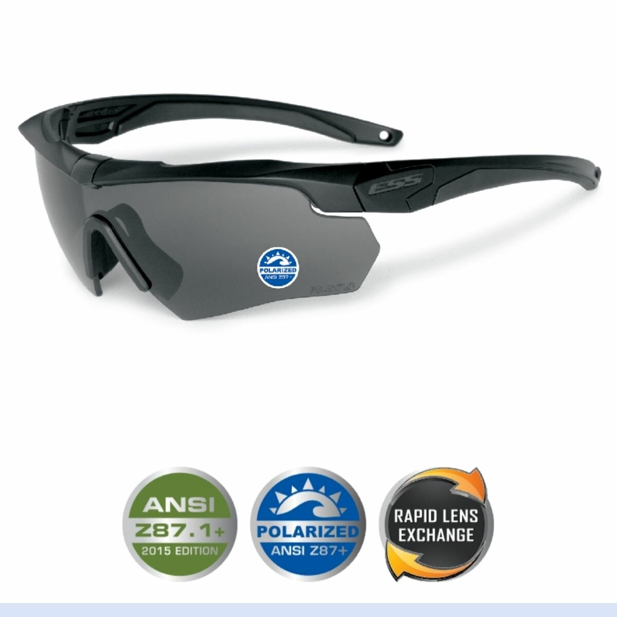 Очки тактические для стрельбы ESS Crossbow One Black Polarized Gray (поляризованный серый)