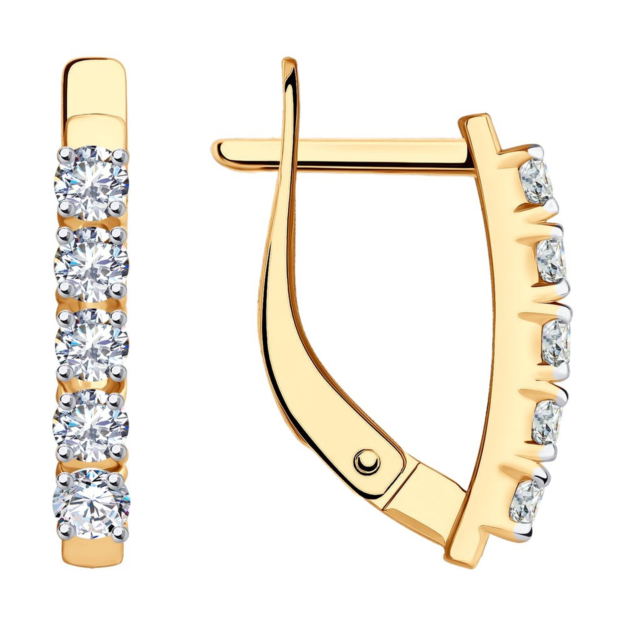 Серьги, красное золото, 585 проба, фианит