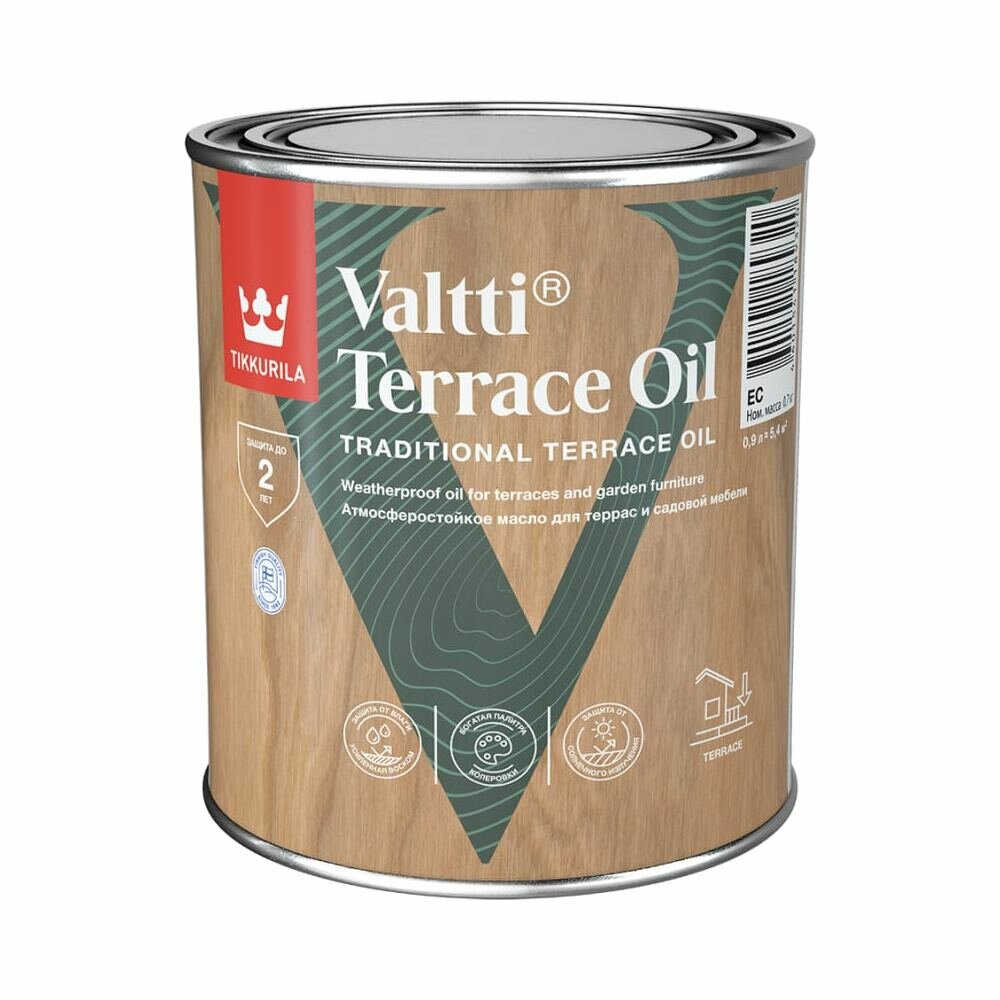 Масло Valtti Terrace Oil EC 0,9 л для защиты террасной доски и древесины