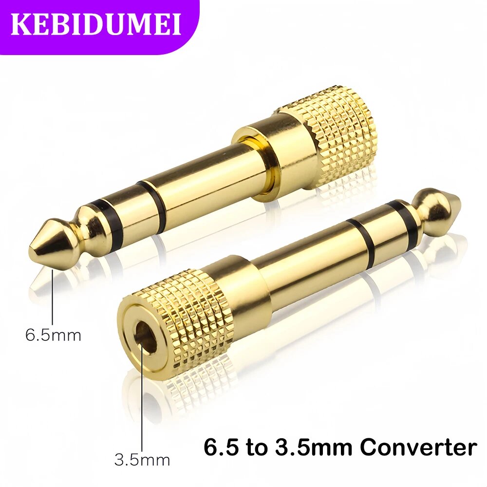 Преобразователь разъема от 6,5 мм до 3,5 мм. Музыкальный аудиоадаптер от 3,5 до 6,35. Разъем «папа-мама» для усилителя наушников Plug and Play.